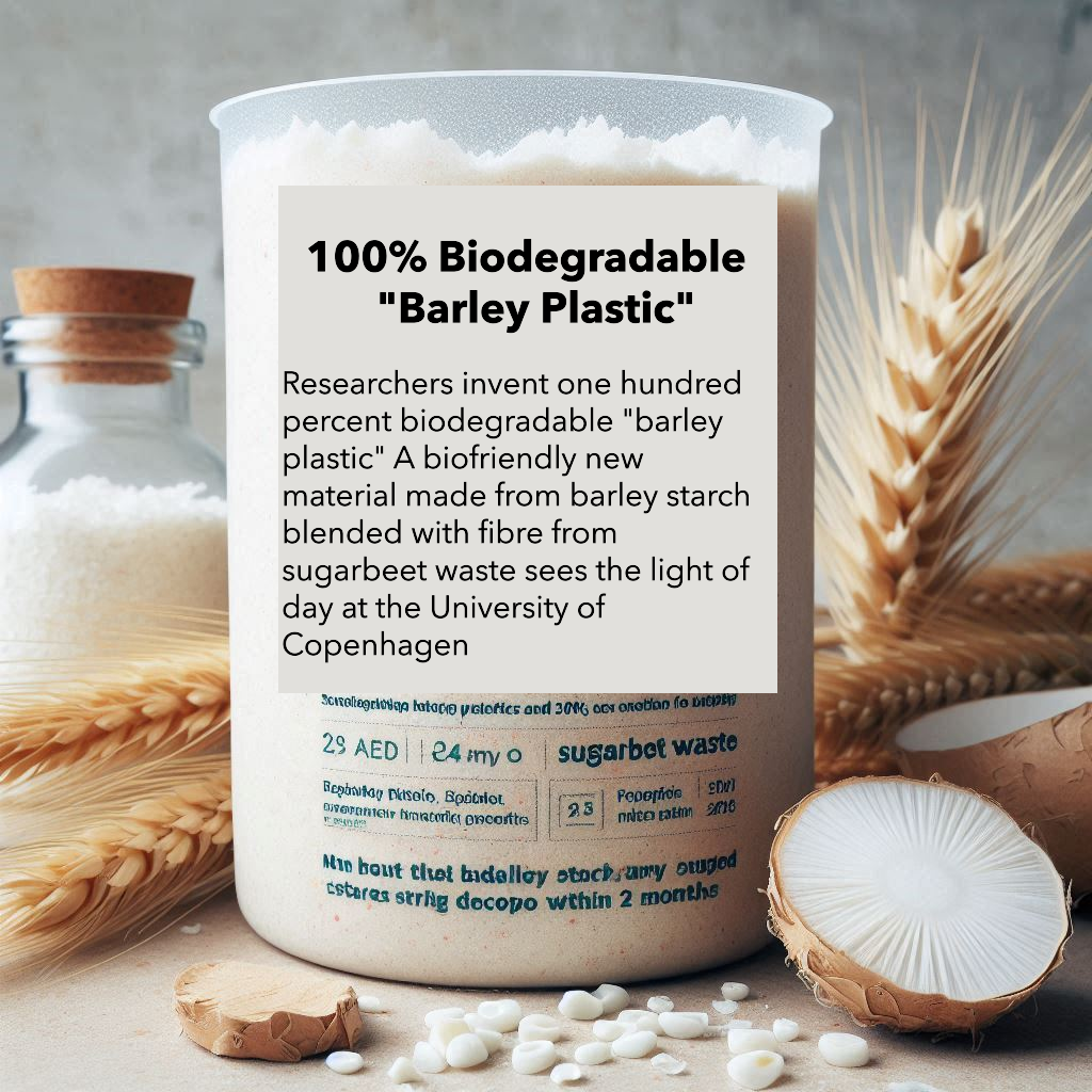 Addressing Plastic Pollution with 100% Biodegradable "Barley Plastic ...