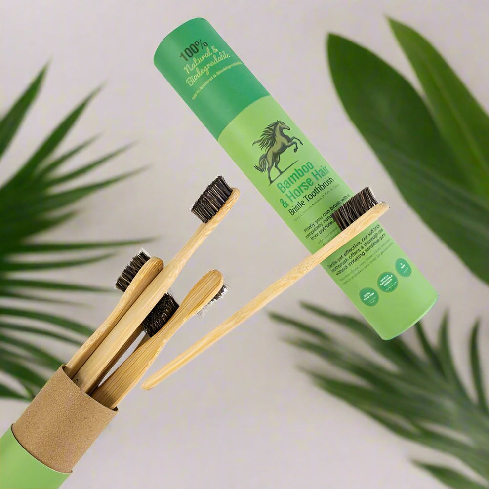 Bamboo and Horsehair Toothbrush - Natural Bristle Toothbrush Medium-So ...