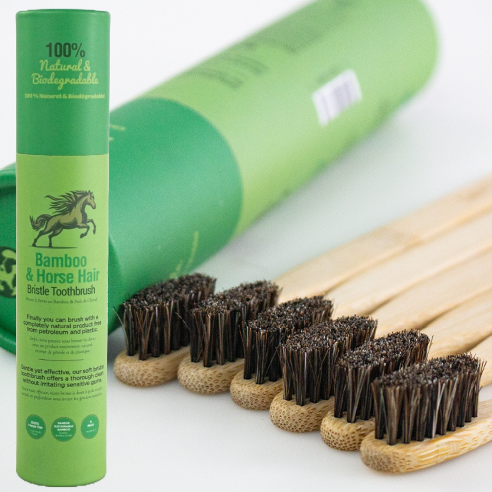 Bamboo and Horsehair Toothbrush - Natural Bristle Toothbrush Medium-So ...