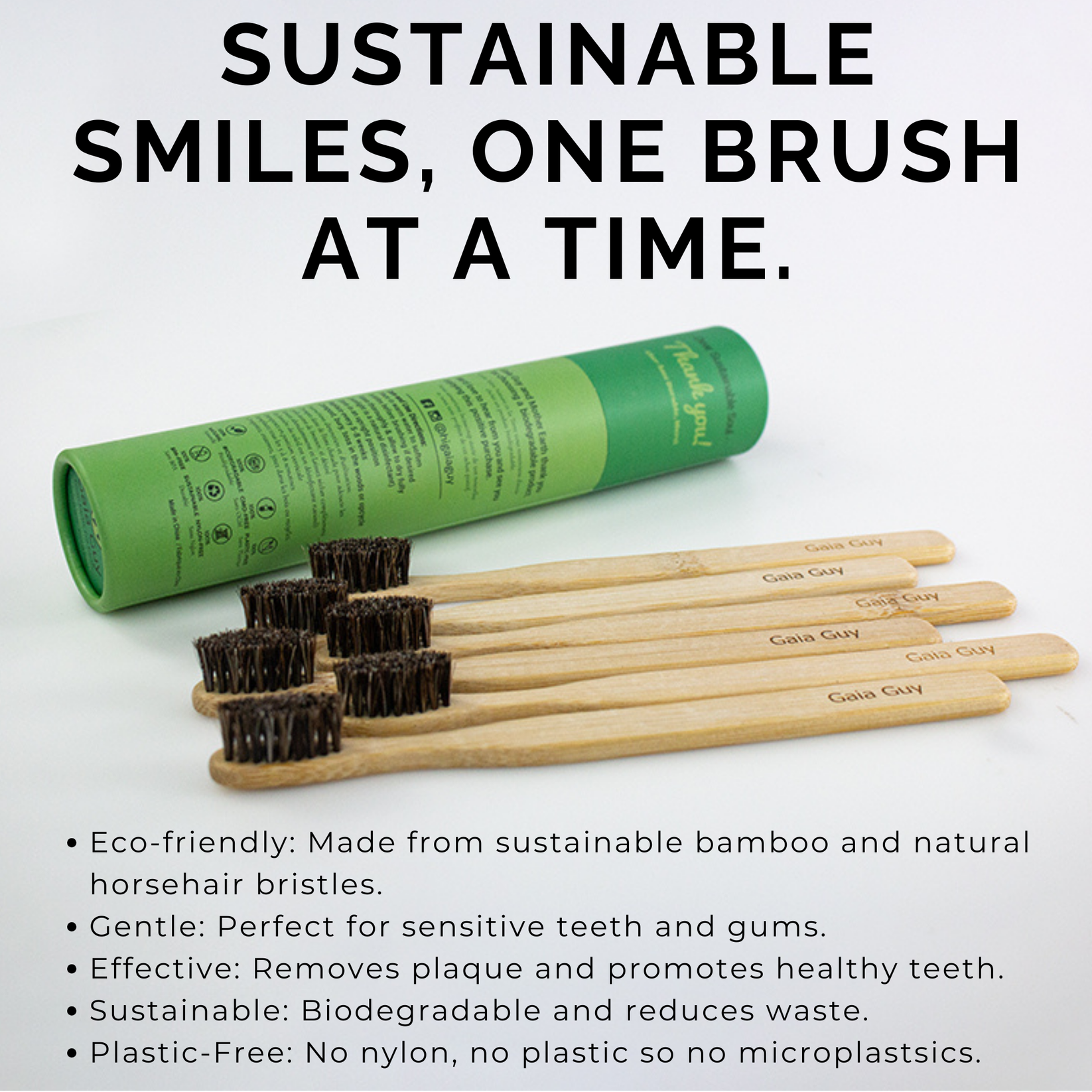 Bamboo and Horsehair Toothbrush - Natural Bristle Toothbrush Medium-So ...