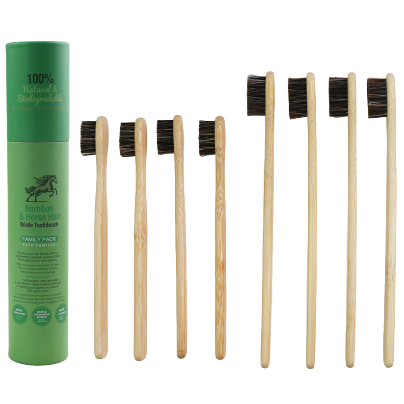 Bamboo and Horsehair Toothbrush - Natural Bristle Toothbrush Medium-So ...