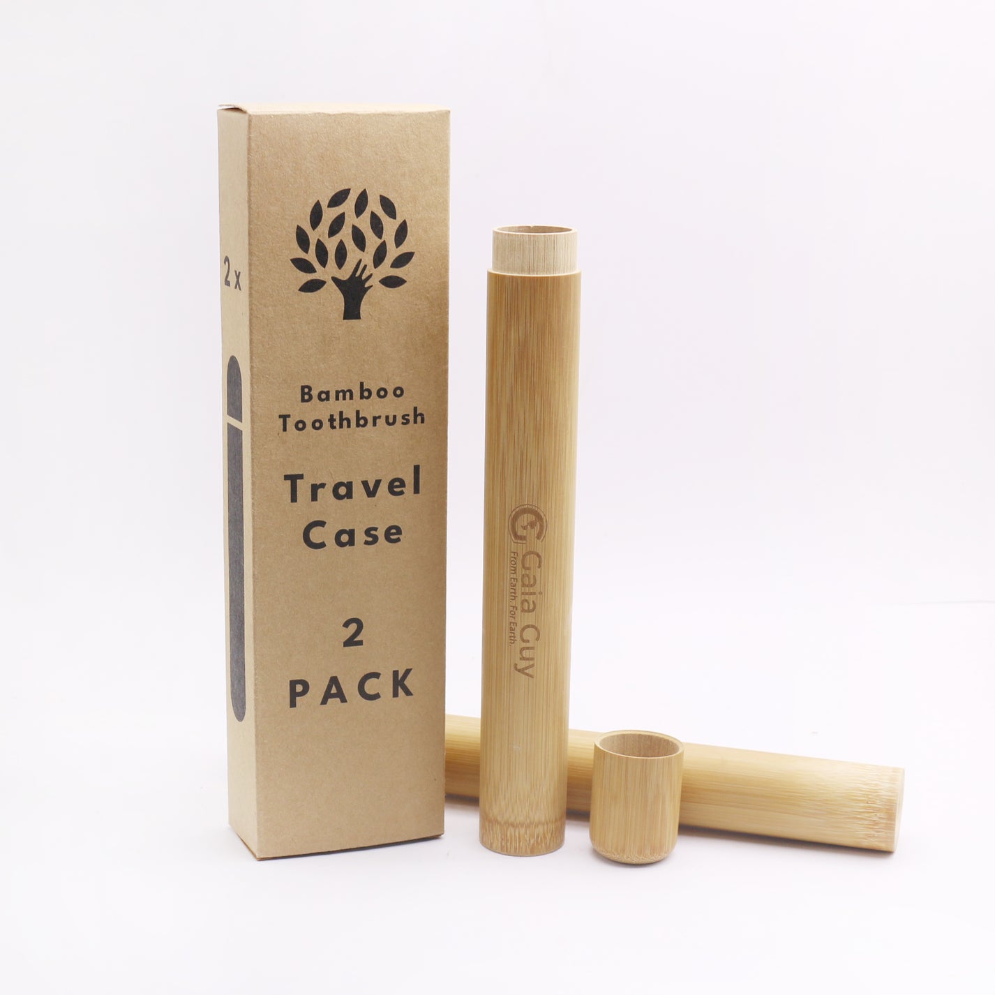 Bamboo Toothbrush Travel Case 2 Pack - Portable Bamboo Toothbrush Hold ...
