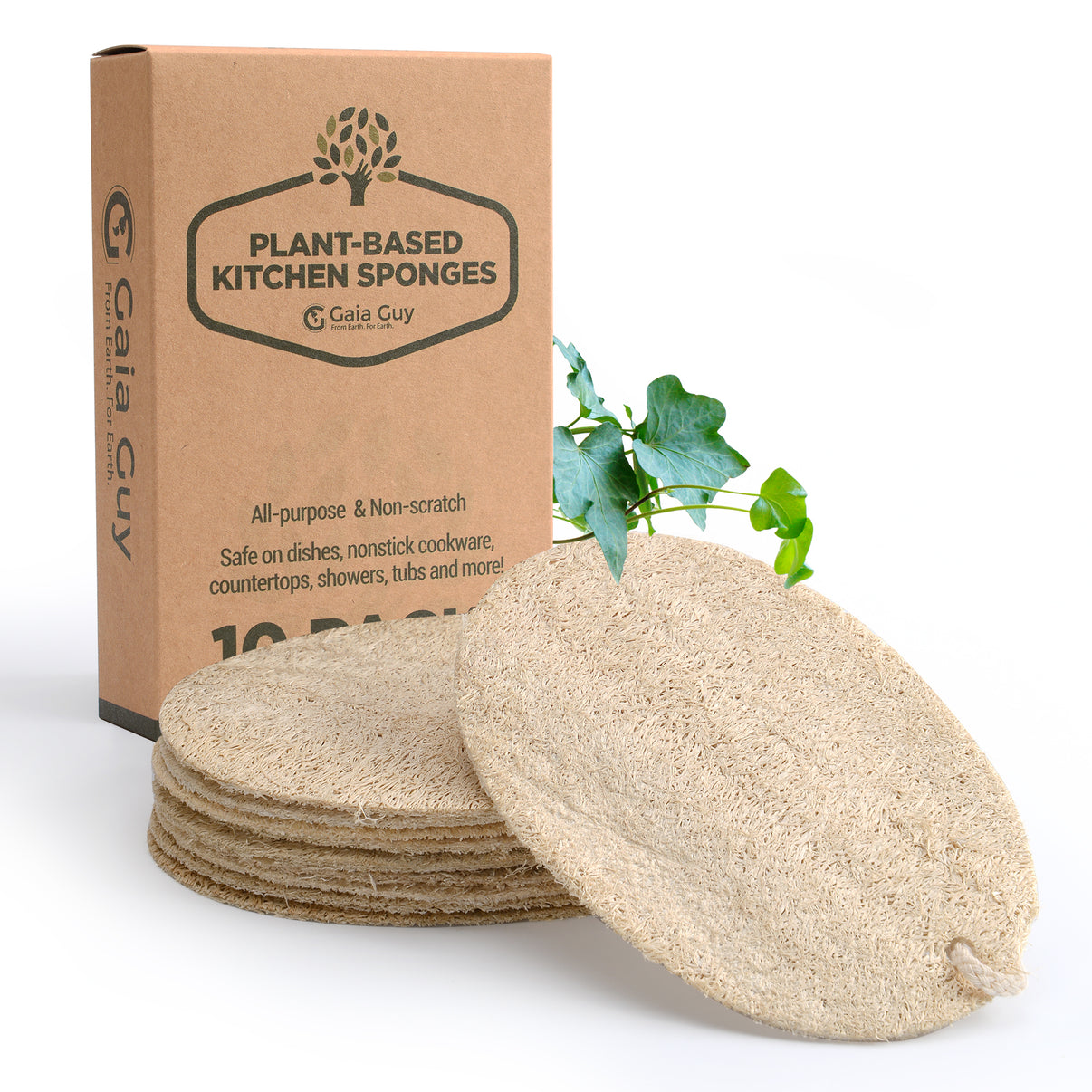 Natural Dish Sponge Value Pack, Loofah Kitchen Scrubber Scouring Pad ...